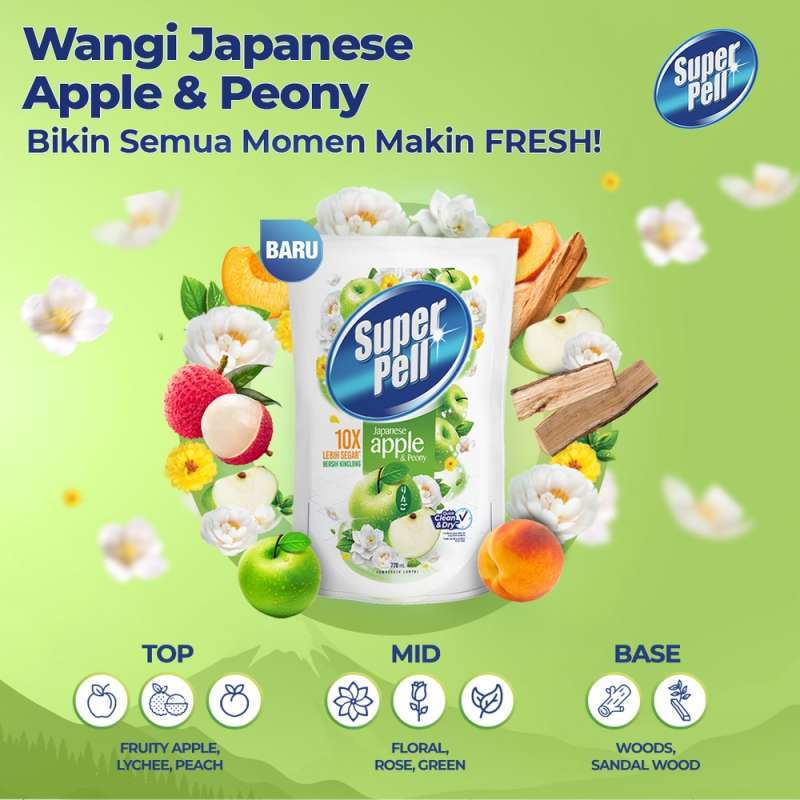 Promo Superpell Pembersih Lantai Pel Lantai Harum & Wangi Japanese Apple & Peony [770 Ml] Free ...