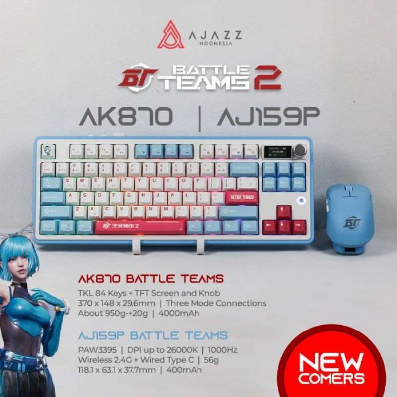 Promo Ajazz Ak870 Battle Teams 2 Tkl Keyboard Gaming Mechanical Three ...