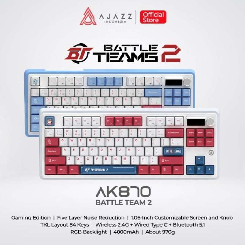 Promo Ajazz Ak870 Battle Teams 2 Tkl Keyboard Gaming Mechanical Three ...