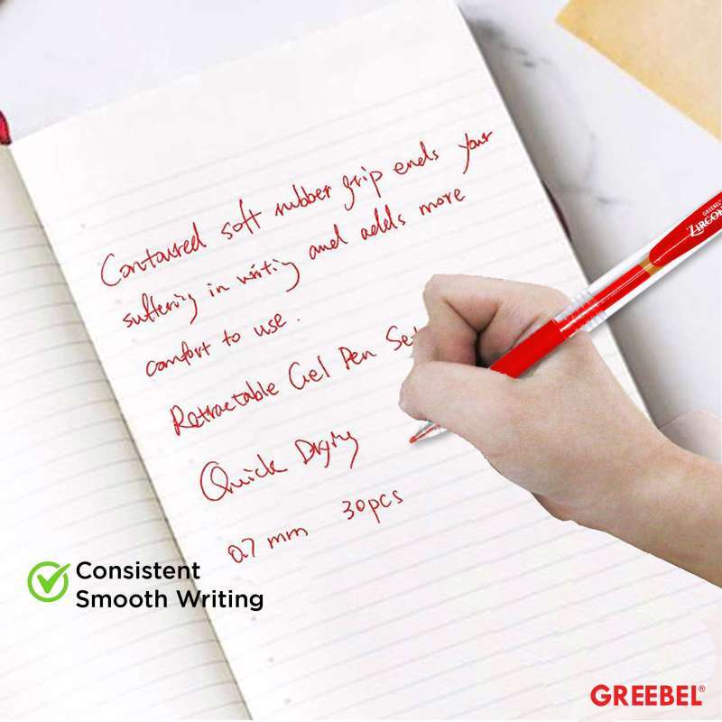 Promo Greebel Pulpen Gel / Gel Pen Gp-506 Hi-tech Merah 0.3 (3pcs/set ...