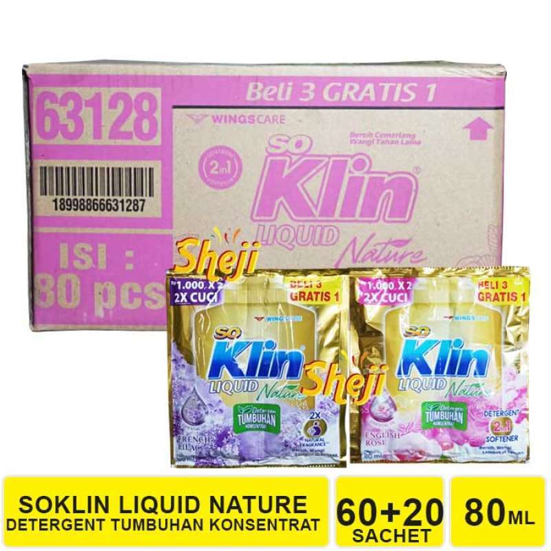 Promo 1 Dus Isi 80 Sachet Soklin Liquid Nature Deterjent Tumbuhan ...