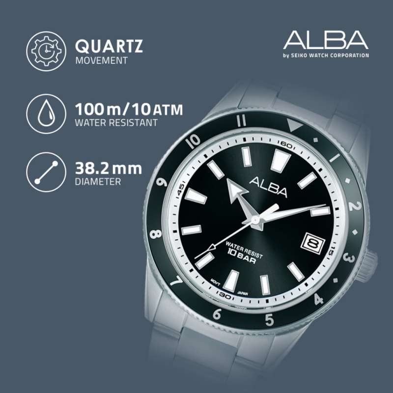 Promo Alba Active Jam Tangan Pria As9u85 / As9u85x1 Quartz Black Dial ...