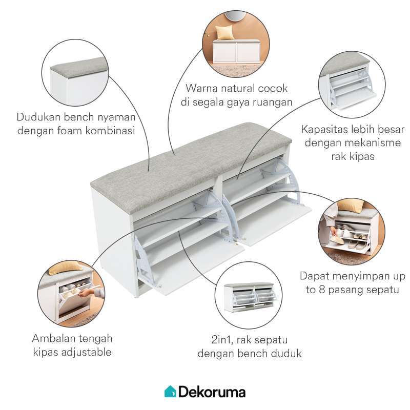 Promo Dekoruma Keiji Rak Sepatu Layer Puff Dengan Tempat Duduk / Bench ...