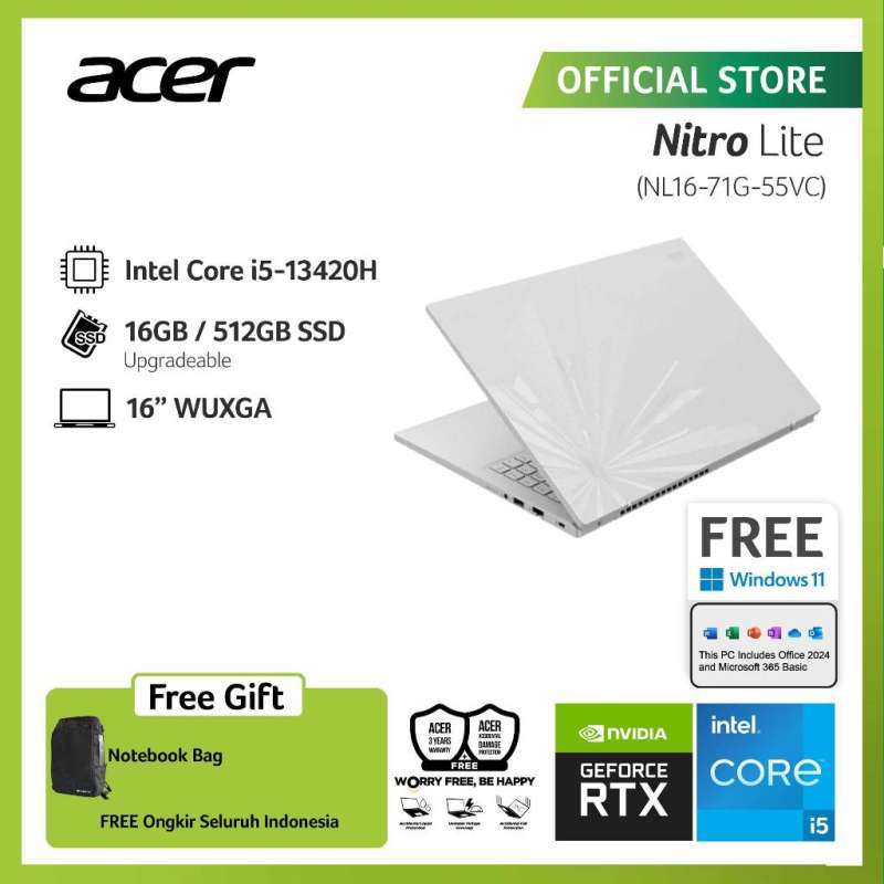 Promo Acer Laptop Gaming Nitro Lite Nl16-71g-55vc Graphics Nvidia Geforce Rtx 4050 16 Wuxga ...