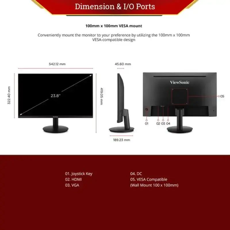 Jual Viewsonic Va24g1-h Monitor (24/fhd/ips/144hz/1ms/hdmi/vga/vesa ...
