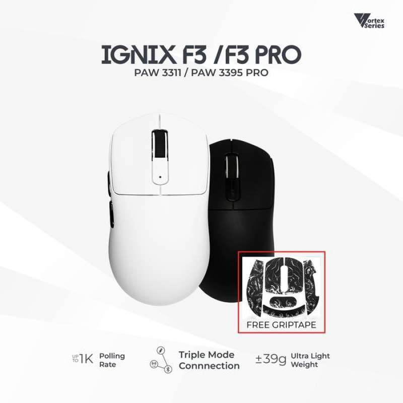 Jual Vortexseries Ignix Series F3 / F-3 Pro Wireless Gaming Mouse Tri ...