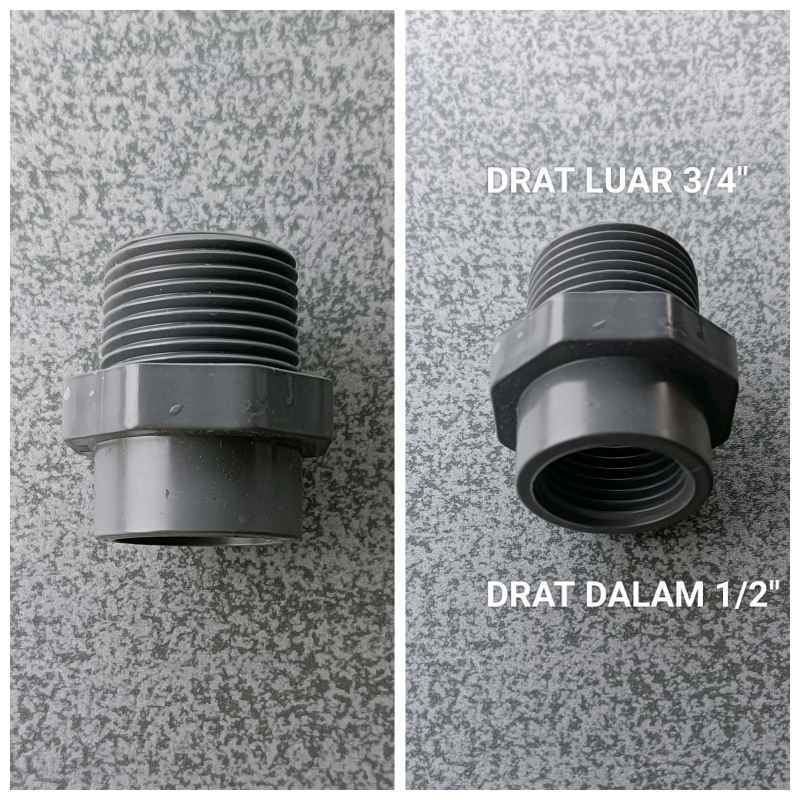 Jual Verlop Ring Pvc Drat Luar 3/4 Drat Dalam 1/2 Sambungan Sock Kran ...