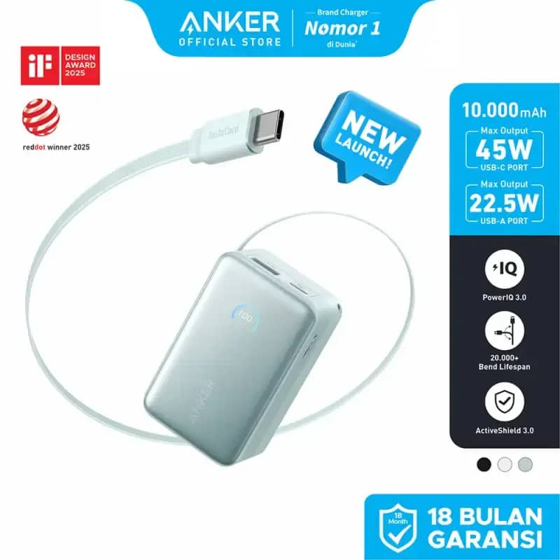 Promo Anker Nano Portable Power Bank Intelligent Display 10,000mah 3 ...