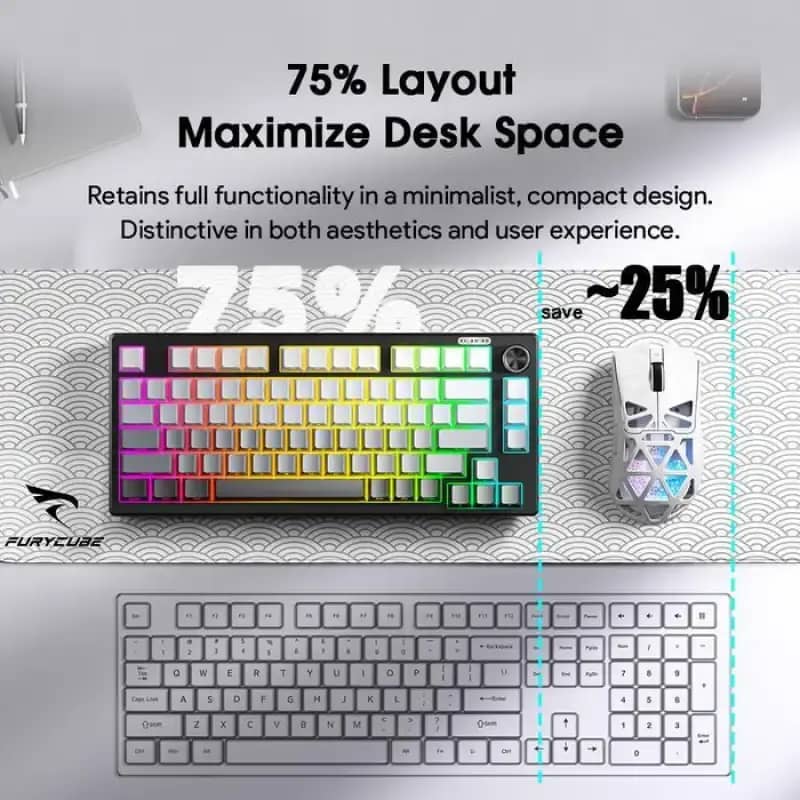 Promo Furycube Ip75 / Ip-75 Membrane Keyboard 75% Layout Knob Rgb ...
