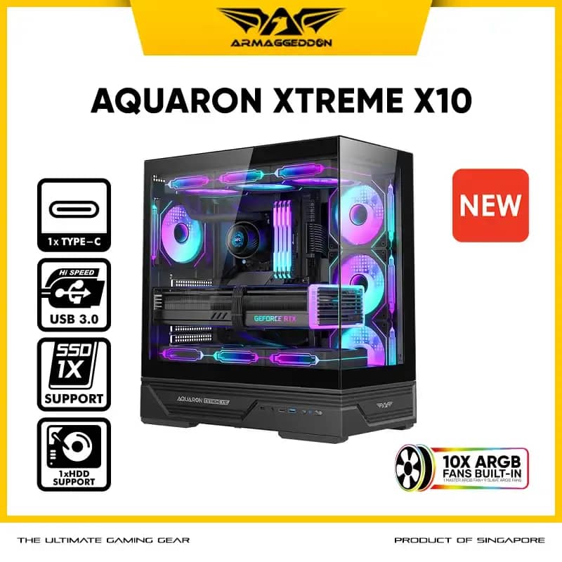 Jual Casing Pc Gaming Armaggeddon Aquaron Xtreme X10 Atx Transparent ...