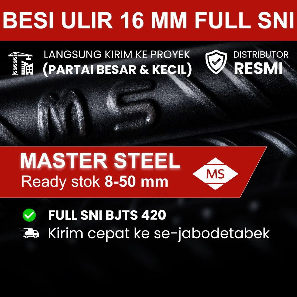 Jual Besi Beton Ulir 16mm (16 Mm) Full Sni Master Steel Ms Ts 420 Di ...