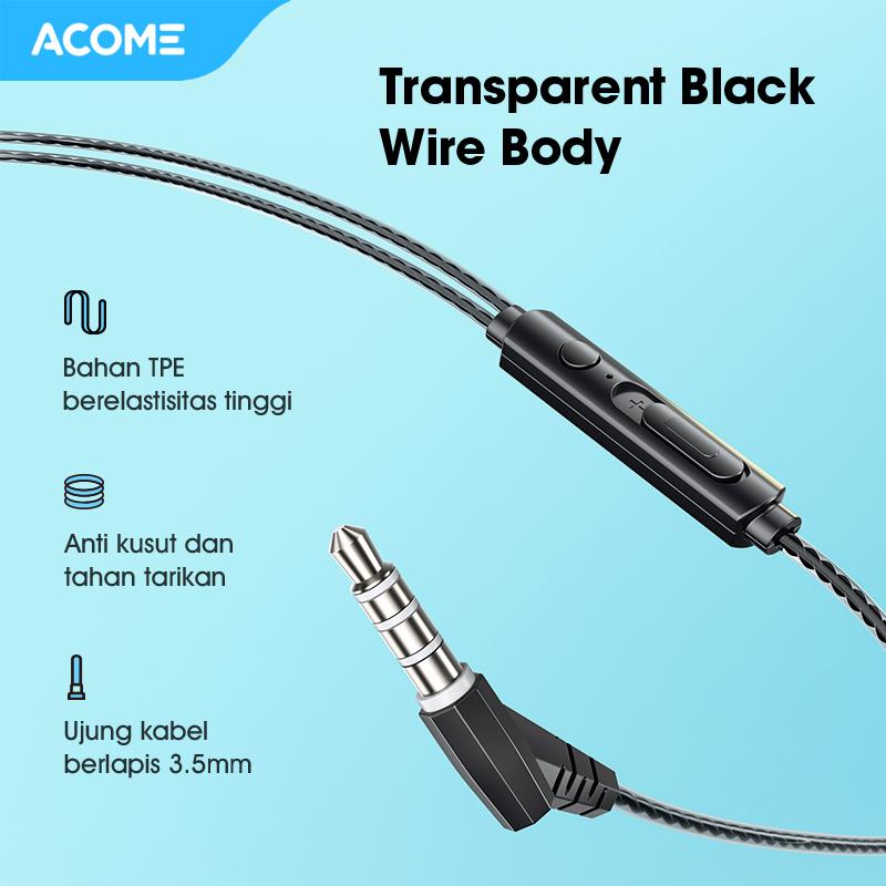 Jual Acome 3d Subwoofer Headphones Powerfull Bass Transparent Black ...