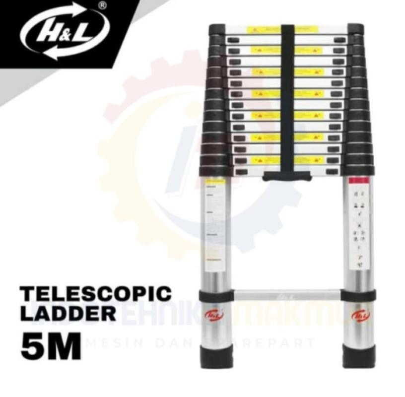 Promo Tangga Teleskopik 5m Single Telescopic Ladder 5 Meter Aluminium ...