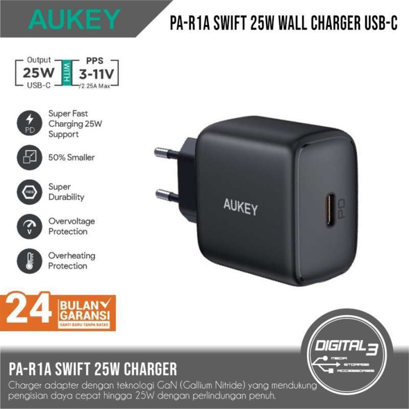 Jual Aukey Charger Pa-r1a Swift 25w Usb Type C Pd Pps Super Fast Charging Di Seller Digital 3 ...