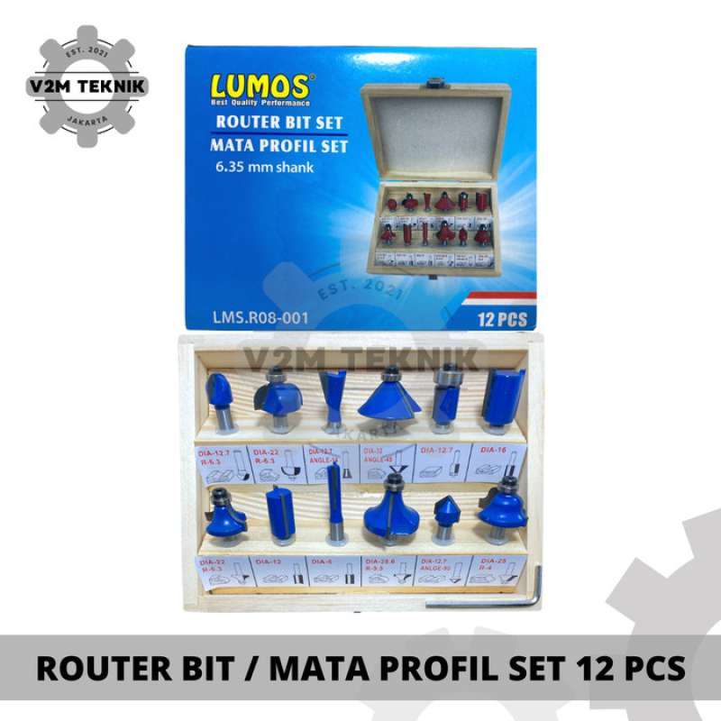 Promo Router Bit Set 12 Pcs / Mata Pisau Profil Kayu / Mata Trimmer Set ...