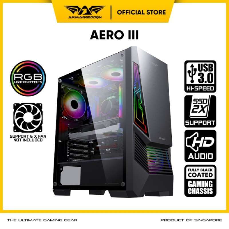 Promo AERO III ATX Gaming PC Case with Tempered Glass Side Panel Diskon ...