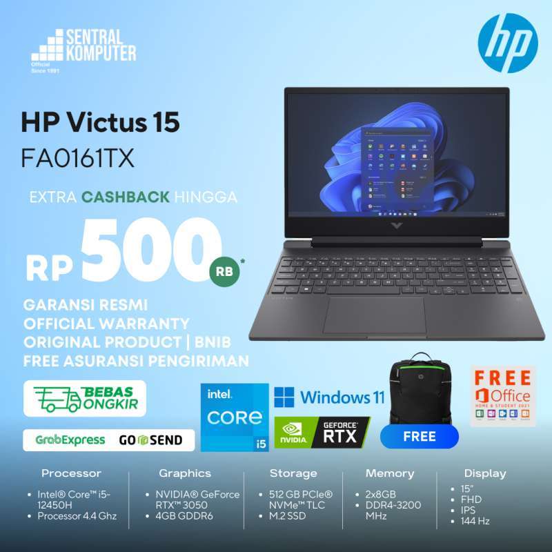 Jual Hp Victus 15-fa0161tx I5-12450h Rtx3050 16gb 512gb Win 11 Ohs Di Seller Sentral Komputer ...