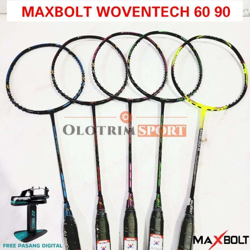 Jual Raket Badminton Maxbolt Woven Tech 60 90 35lbs 100% Original - Batangan 60 Black Gold Di ...