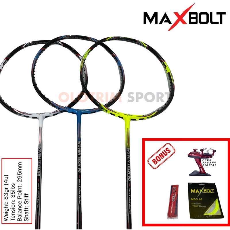 Jual Raket Badminton Maxbolt Woven Tech 60 90 35lbs 100% Original ...