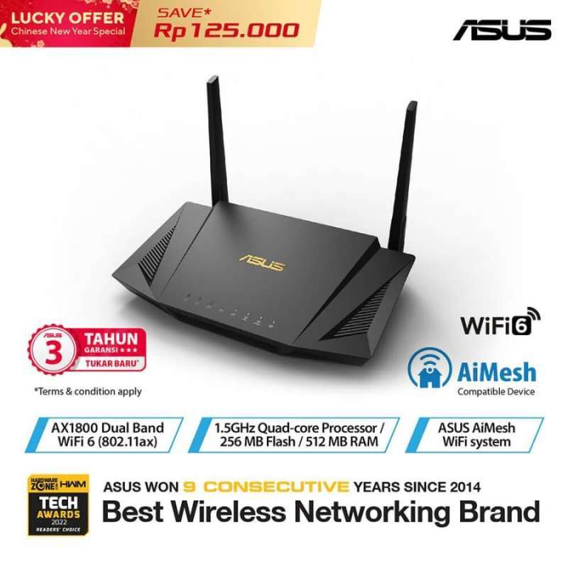 Jual ASUS RT-AX56U AX1800 WiFi 6 Dual-Band WiFi Router di Seller ...