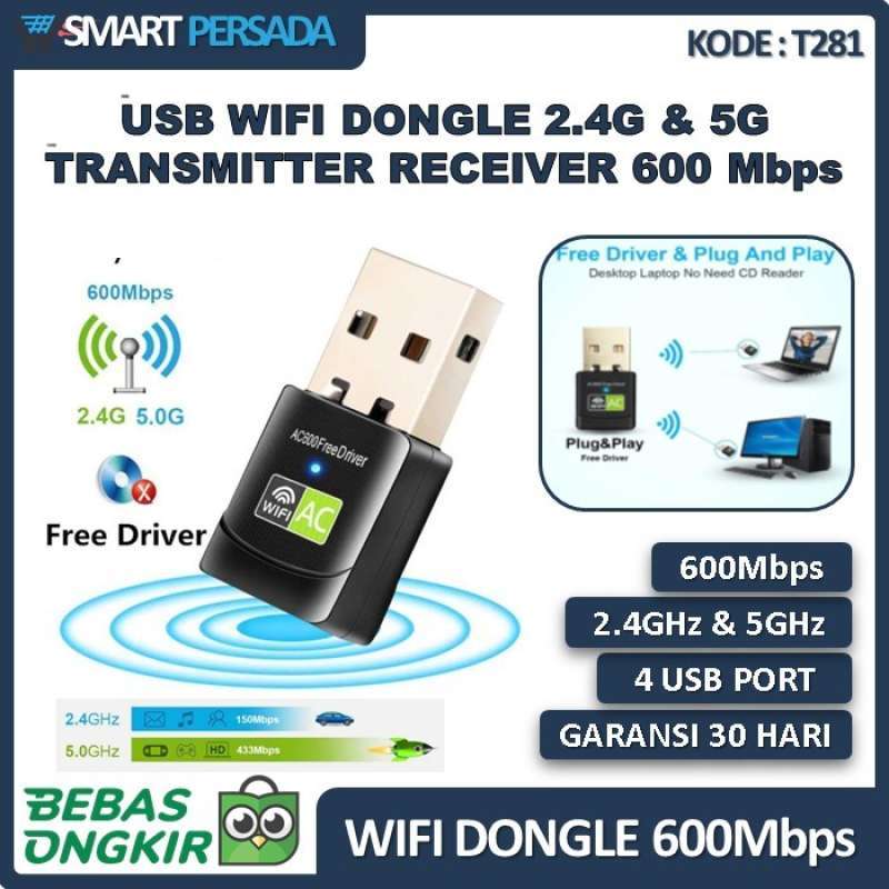 Promo USB Donggle WiFi 5G 2.4G Receiver Transmitter Adapter Dongle 600Mbps Diskon 23% di Seller ...