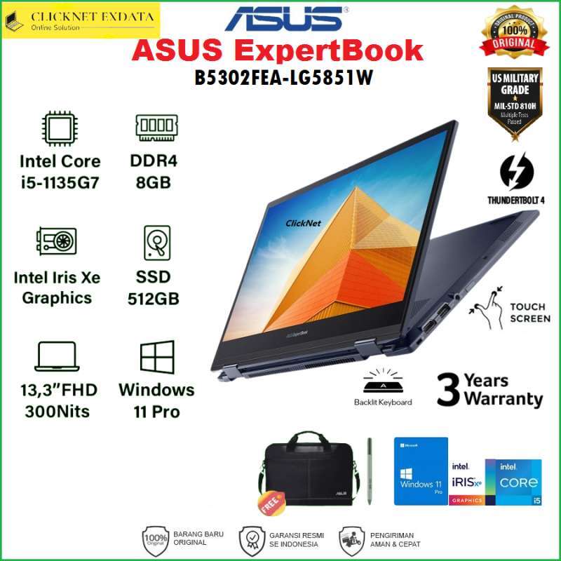 Jual ASUS ExpertBook B5 Flip B5302FEA I5-1135G7 8GB 512GB SSD WIN11 PRO di Seller ClickNet ...