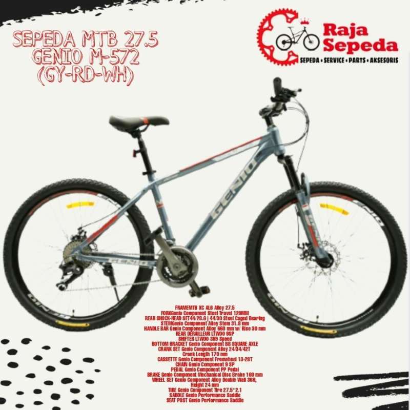 Jual Sepeda Mountain Bike Mtb Genio 27.5 M572 3x9 Speed (gy-rd-wh) Di ...