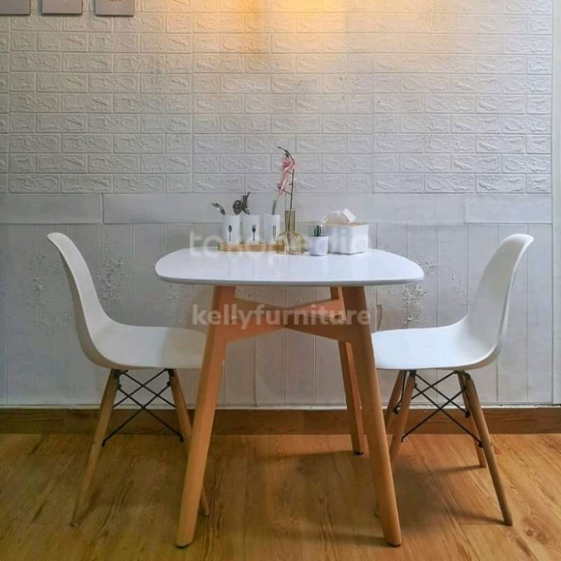 Jual meja persegi kayu meja milenial cafe meja set kursi meja cafe ...