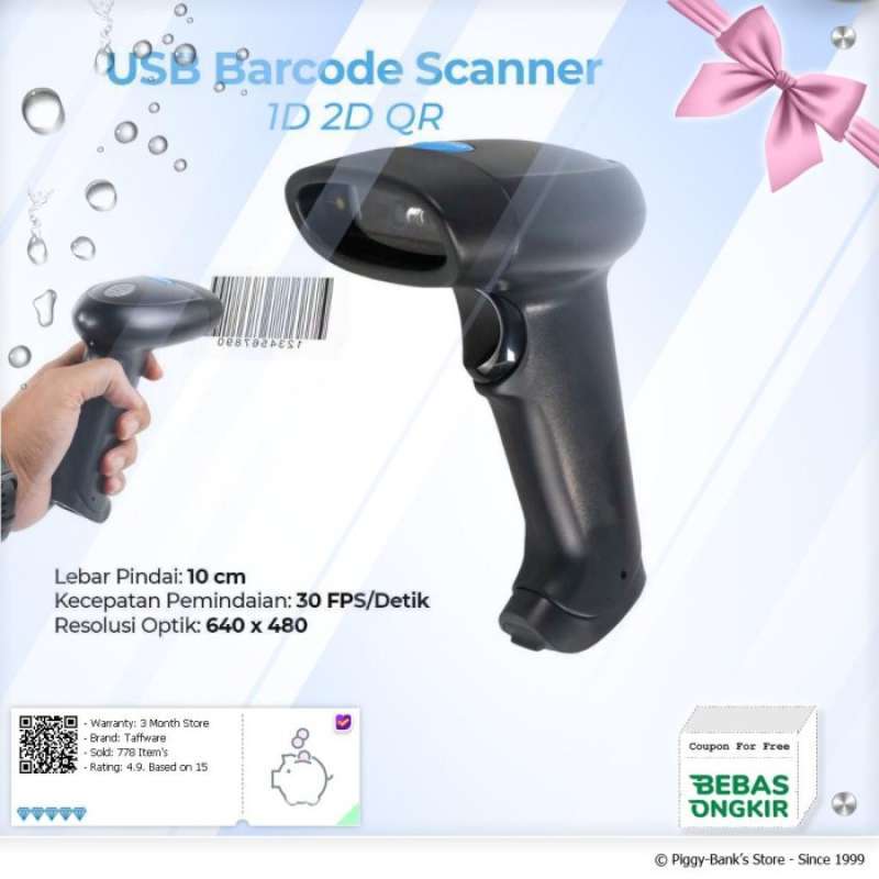 Promo Taffware Usb Barcode Scanner 1D 2D Qr - Yk-Mk30 Diskon 20% di ...