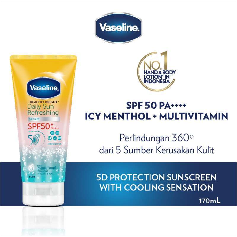 Promo Vaseline Healthy Bright Daily Sun Refreshing Serum SPF 50 PA++++ 170 mL Diskon 18% di ...