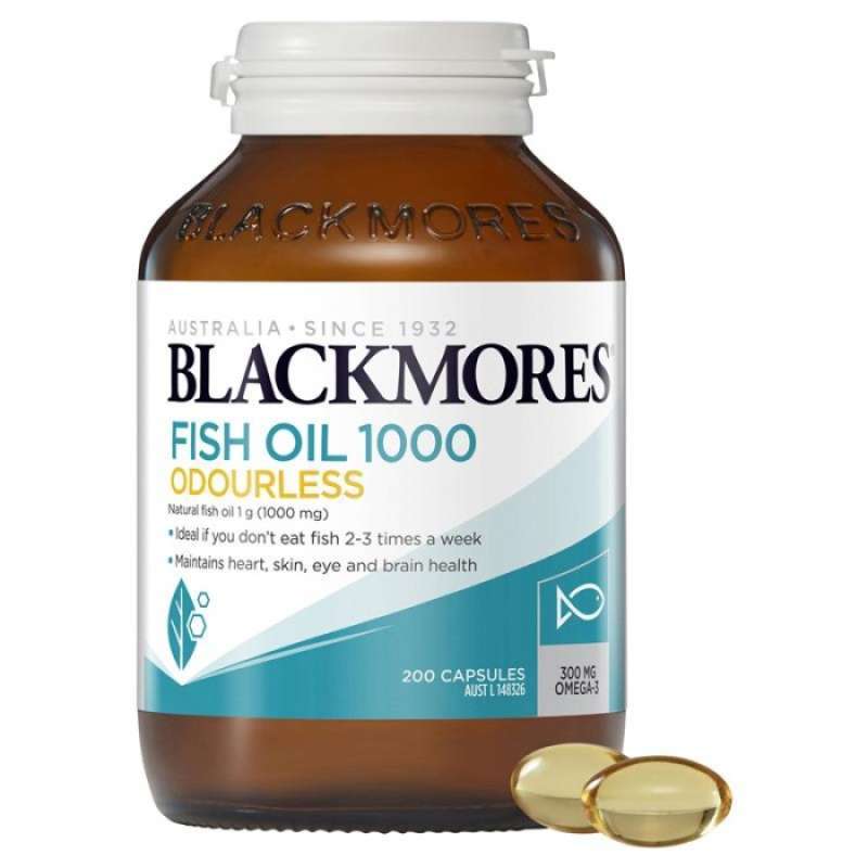 Promo Blackmores Odourless Fish Oil 1000mg Omega-3 200 Capsules Diskon ...