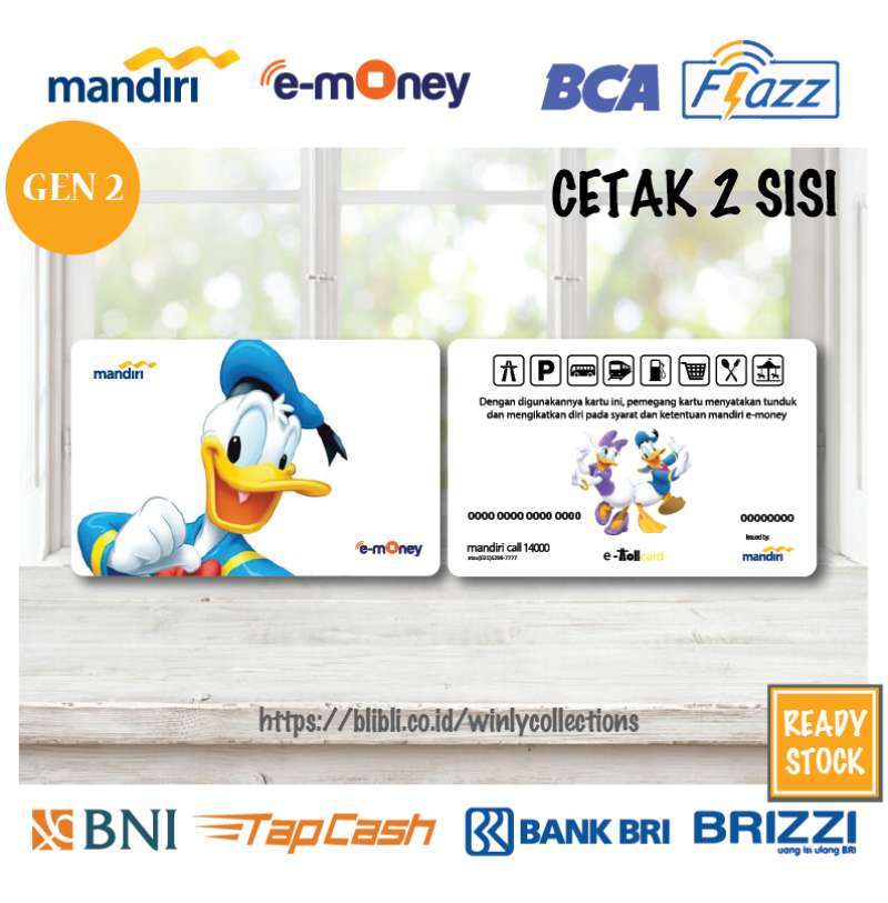 Jual KARTU EMONEY MANDIRI BCA BNI BRI DESIGN ANIME DONALD DUCK KARTU ...