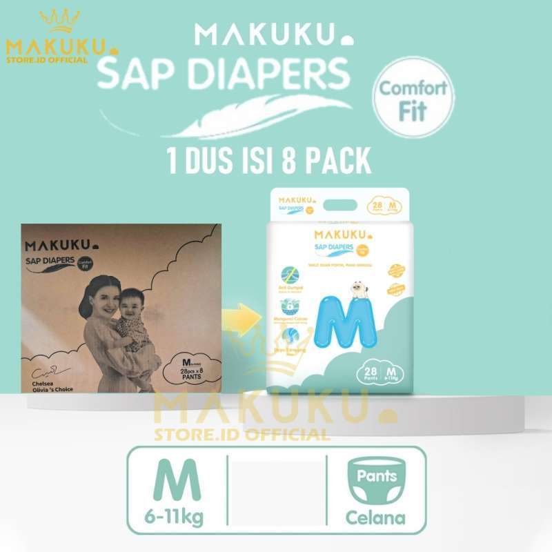 Promo MAKUKU COMFORT FIT M28 X 8 PACK NEW SAP DIAPERS PANTS [1DUS ...