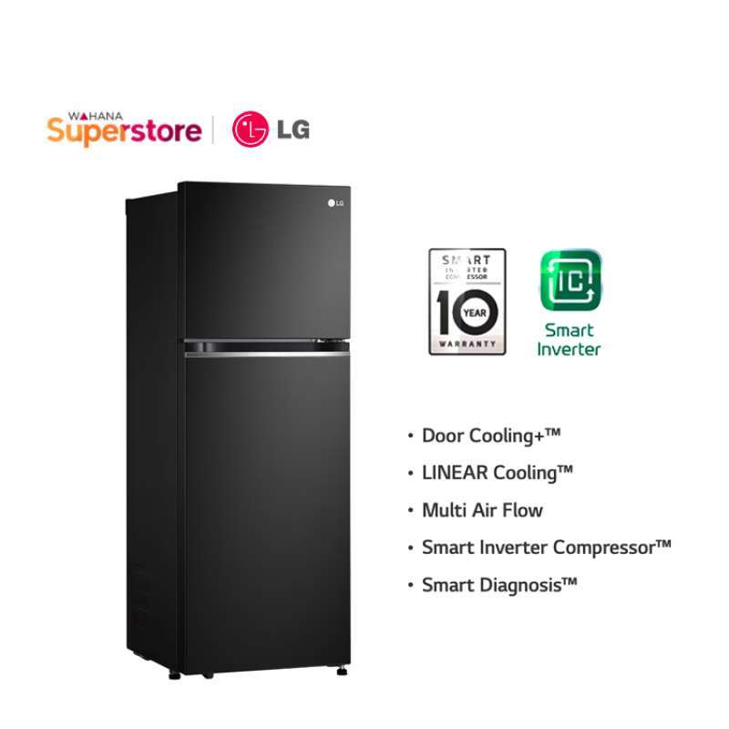 Promo LG Kulkas Dua Pintu Smart Inverter Compressor 235 L - GV-B242PXGB Diskon 12% di Seller ...
