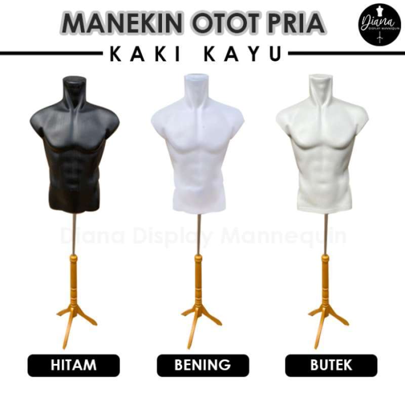 Jual Patung Manekin Pria Setengah Badan 1 Set Dengan Kaki Kayu Atau ...