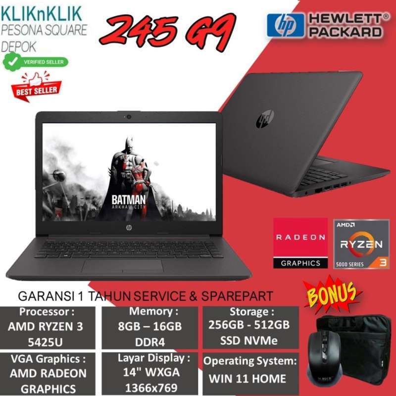 Jual LAPTOP GAMING MURAH HP 245 G9 RYZEN 3 5425U 14 INCH 8GB 256GB SSD ...