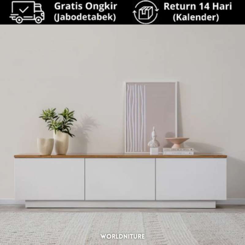 Promo Worldniture Capra Meja TV Serat Kayu Minimalis 150 cm 3 Pintu ...