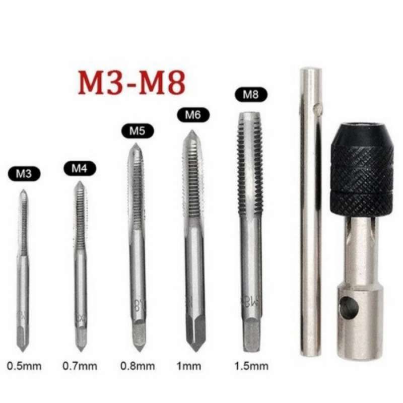 Promo Hand Tap M3 M4 M5 M6 M8 + Gagang Set 6Pcs Alat Pembuat Drat Baut Diskon 17% di Seller KSM ...
