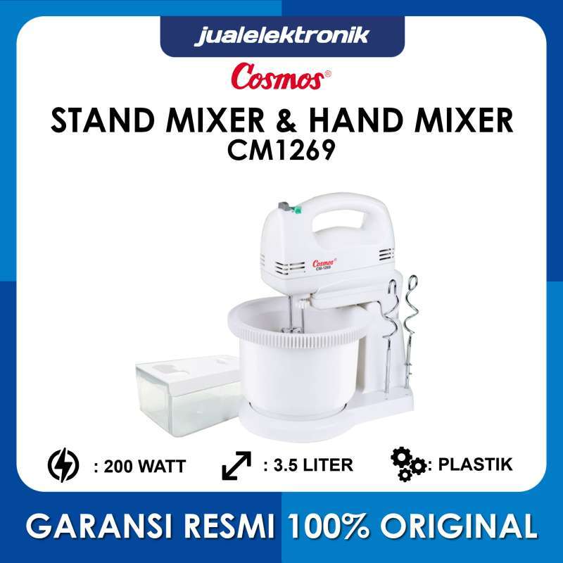 Jual Cosmos CM1269 Hand Mixer + Stand Mixer 5 speed Real Turbo 2in1 ...
