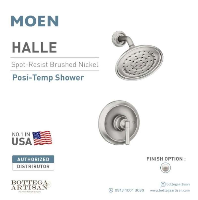 Jual Shower Moen Halle Posi Temp Spot Resist Brushed Nickel 82971srn Di ...