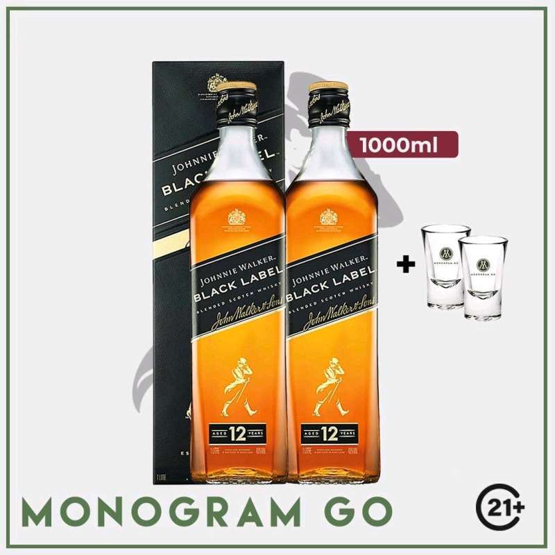 Jual Johnnie Walker Black Label 1000ml (2 Bottles + 2 Shoot Glass) di Seller MONOGRAM.GO ...