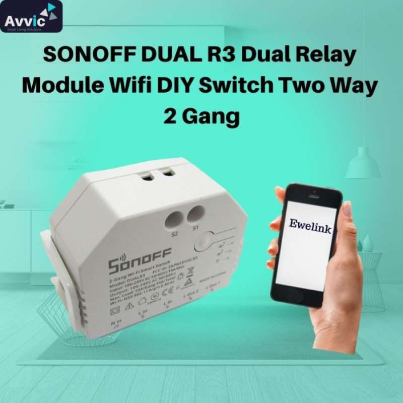Promo Sonoff Dual R3 2gang Relay Module Diy Mini Remote Control Switch ...
