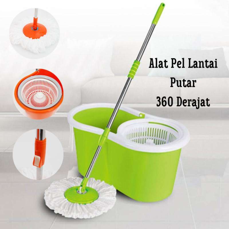 Promo Alat Pel Putar Otomatis Stainless Steel Lantai Super Bersih+ember ...