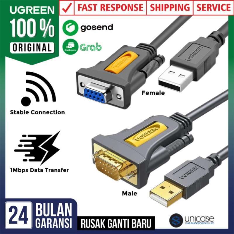 Promo Converter Adapter Cable Usb To Serial Db9 Rs232 Ugreen Male / Female - Multicolor Diskon ...