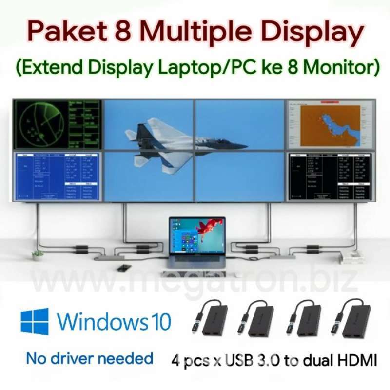 Promo Paket Extend Monitor 8 Display (Tampil Beda-Beda) - Usb 3.0 ...