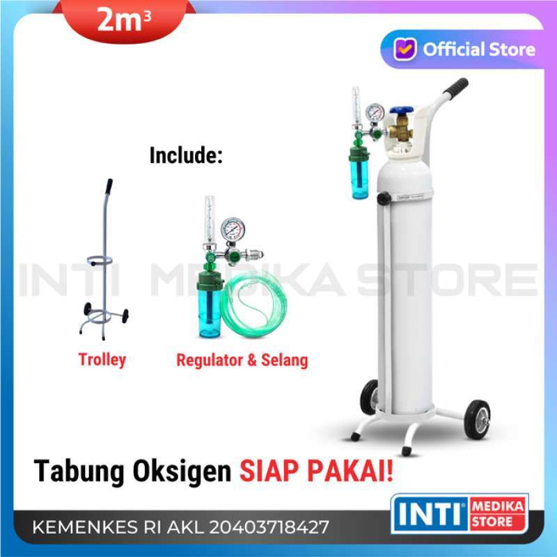 Jual Tabung Oksigen Set 2m3 (+ Trolley + Regulator ) | Tabung Oxygen Di Seller Medika Lestari ...