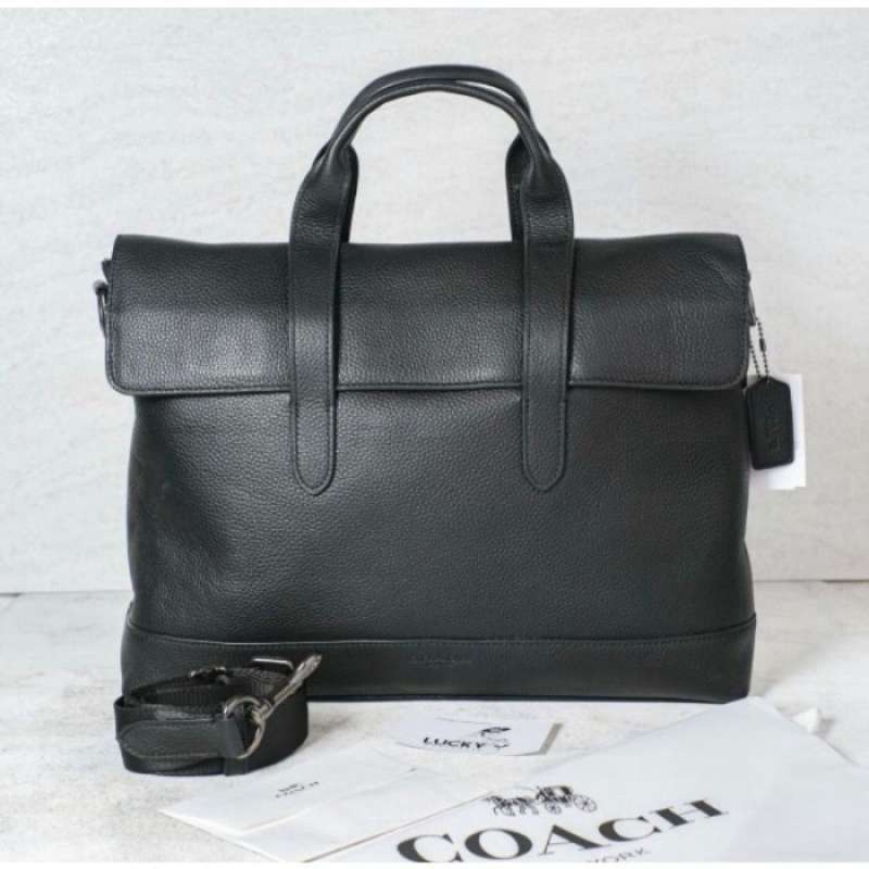 Promo COACH Hamilton Portfolio Brief In Full Black - ORIGINAL 100% ...