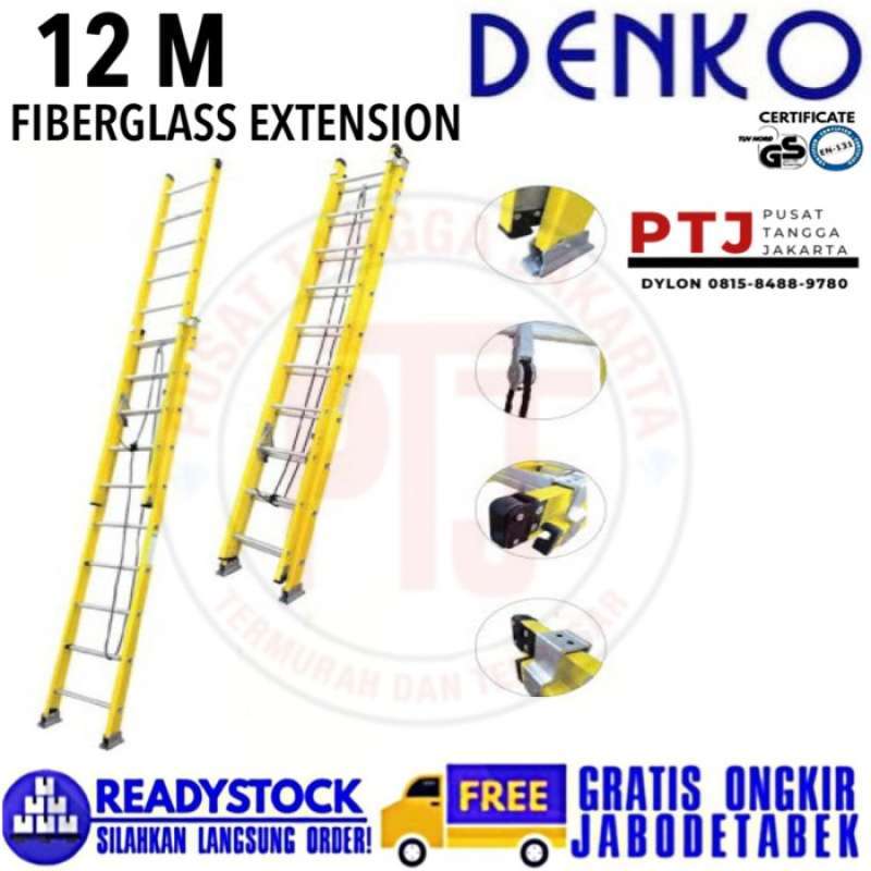 Jual Tangga Fiberglass 12 Meter Alumunium Extension Tangga PLN Denko 12 ...