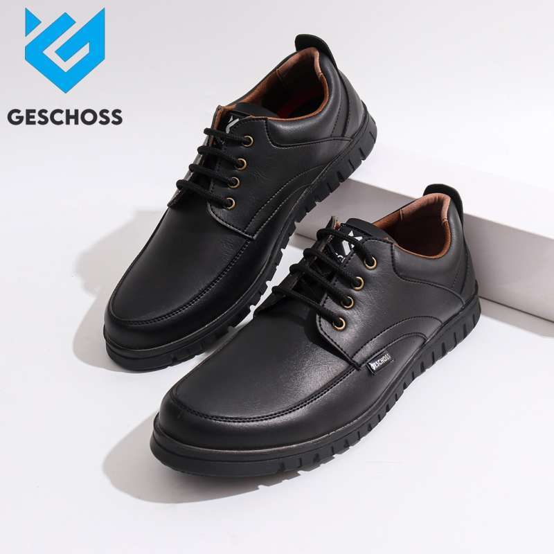 Promo BLACK ORIGINAL GESCHOSS Sepatu Semi Formal Full Hitam Tali Pria ...