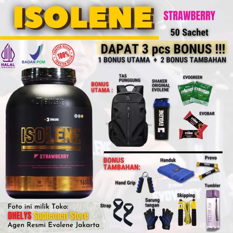 Jual Evolene Isolene Strawberry Whey Protein Isolate Susu Protein 50 ...